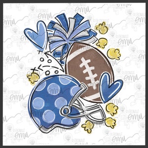 Girly Football PNG File, Blue Team Colors Sublimation - Etsy