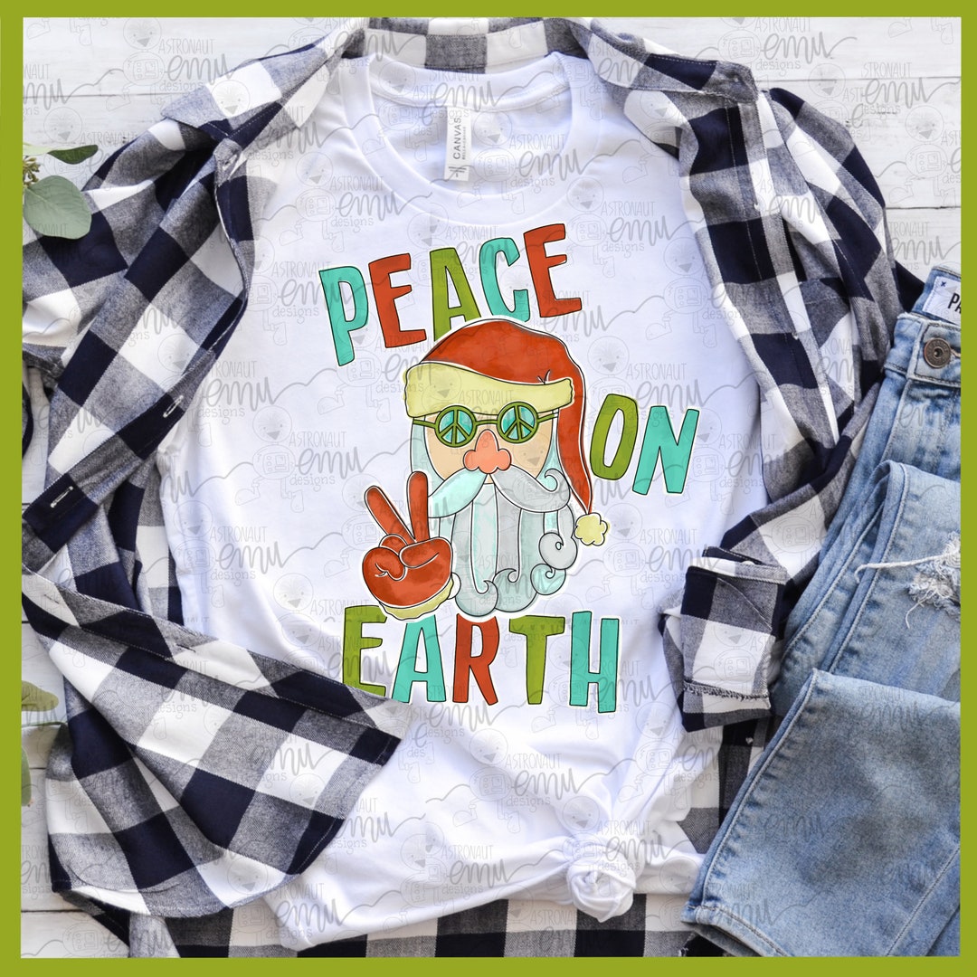 Hippie Earth Santa PNG, Peace on Earth Sublimation File - Etsy