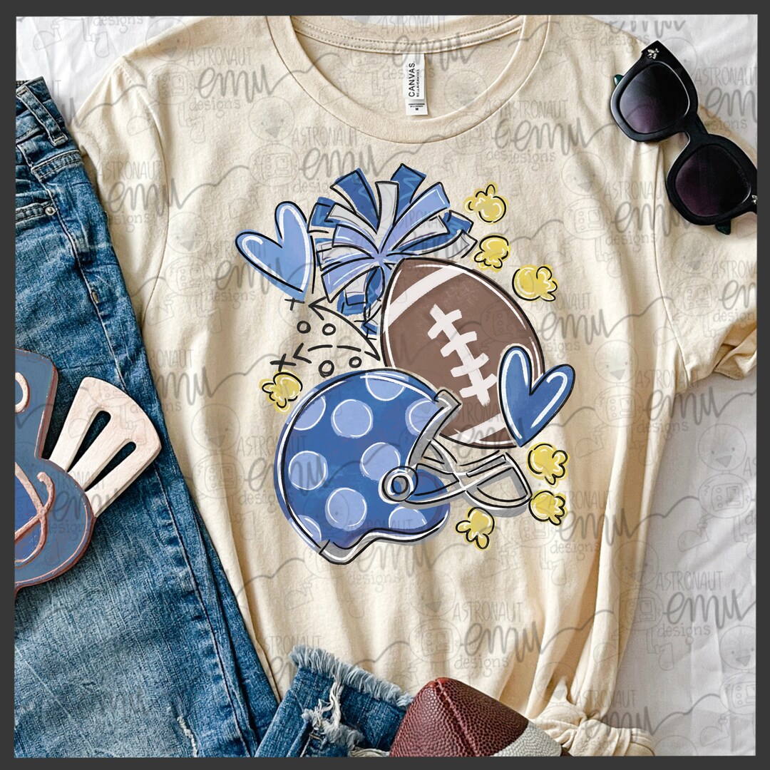 Girly Football PNG File, Blue Team Colors Sublimation - Etsy
