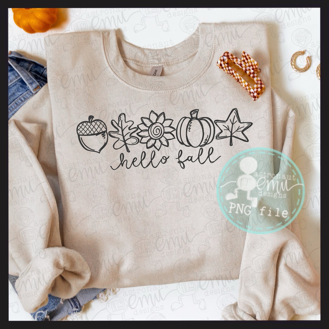 Hello Fall PNG File, Fall Doodles Sublimation File - Etsy