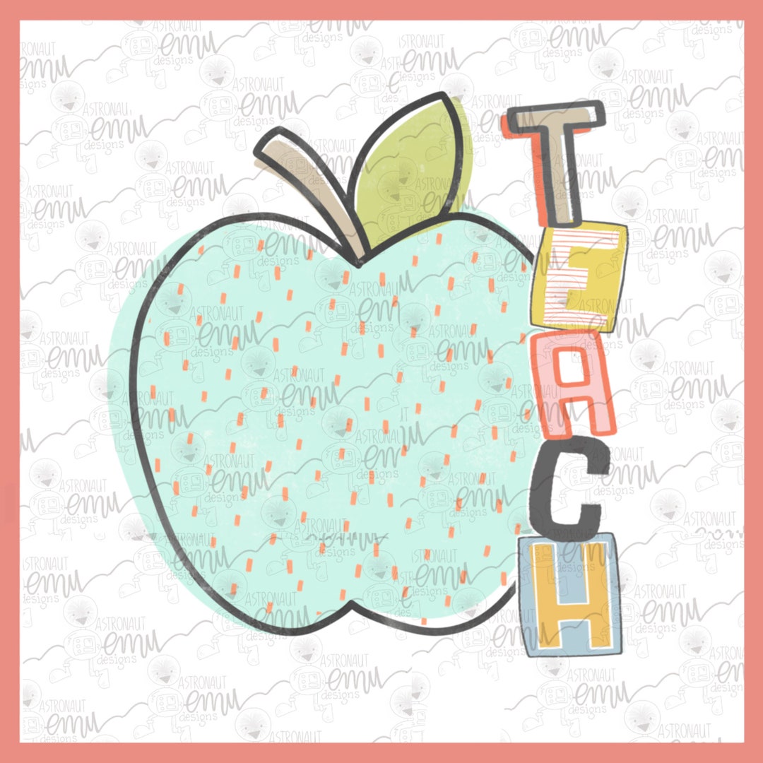 Teacher PNG File, Turquoise Apple Sublimation File - Etsy