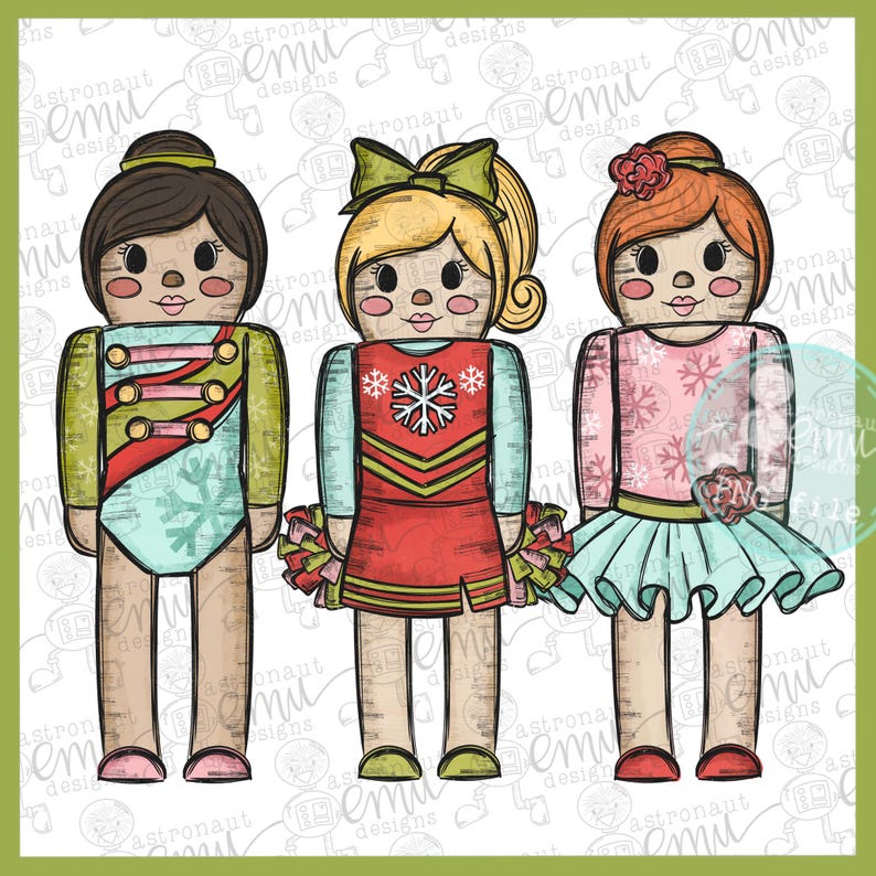 Girly Nutcrackers PNG File, Christmas Sublimation File, Cheerleader ...