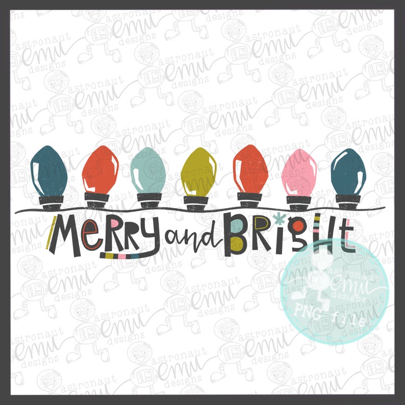 Merry and Bright PNG File, Christmas Sublimation File - Etsy