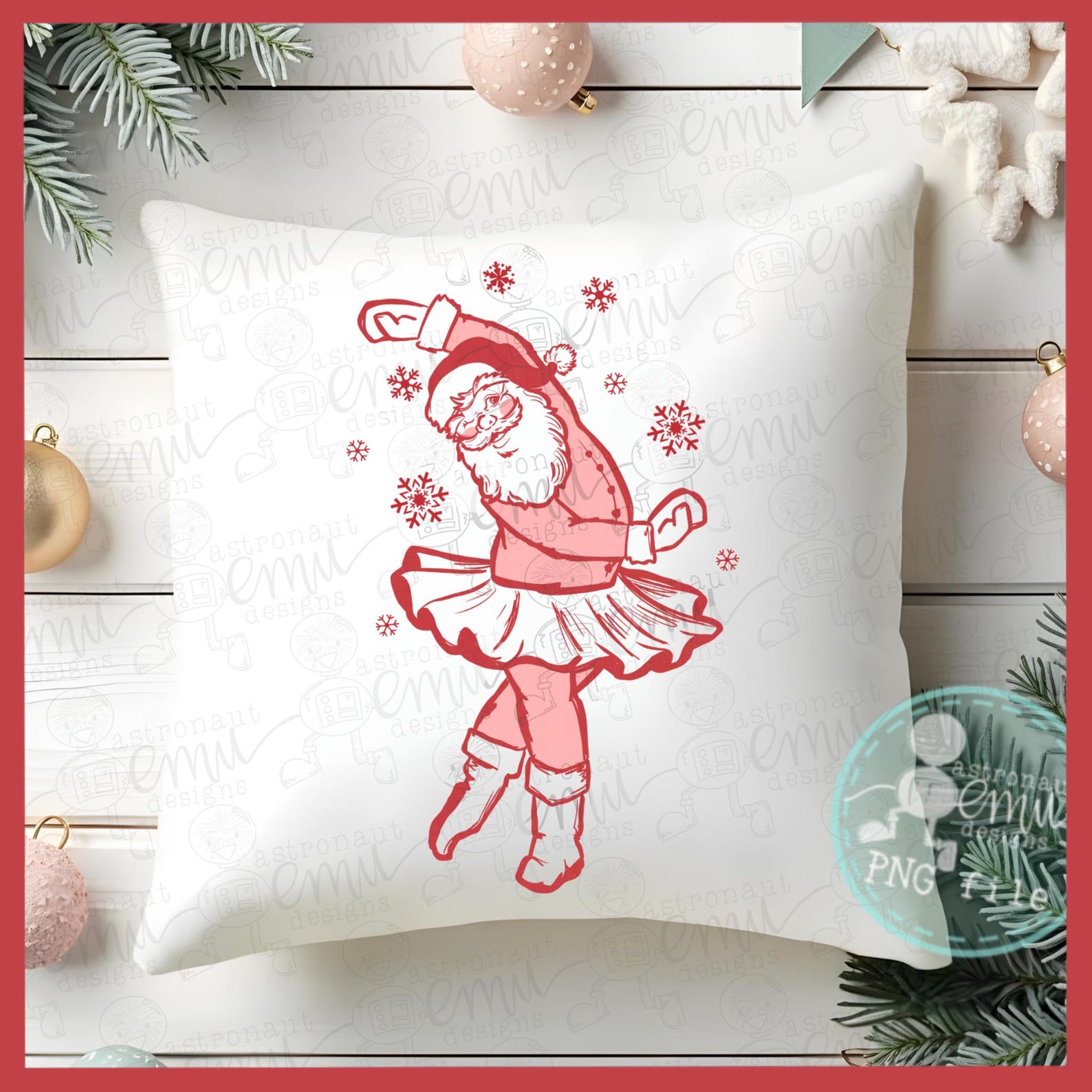 Ballerina Santa PNG File, Dancer Sublimation File, Christmas Digital ...
