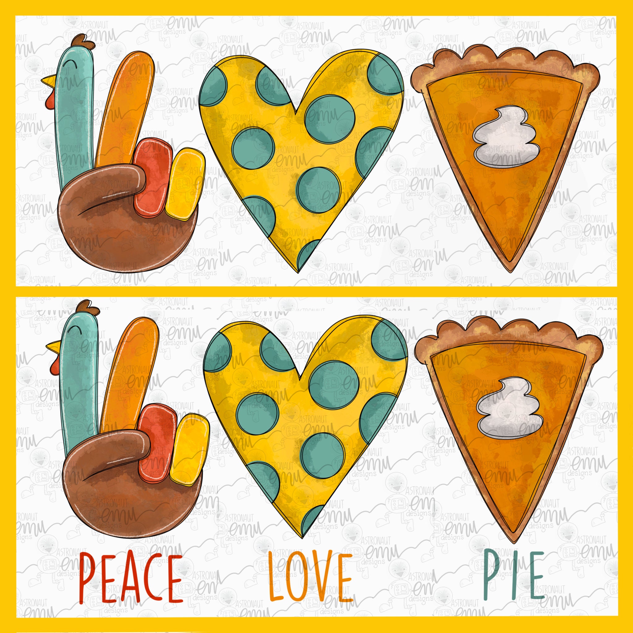 2 Files, Peace, Love, and Pie PNG, Thanksgiving Sublimation File - Etsy