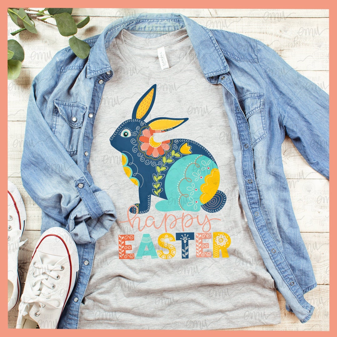 Folk Art Easter PNG File, Rabbit Sublimation File - Etsy