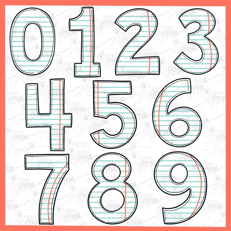 School numbers PNG file Pencil and Papers Number PNG files | Etsy