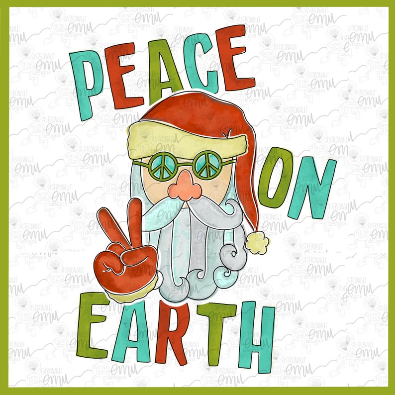 Hippie Earth Santa PNG, Peace on Earth Sublimation File - Etsy