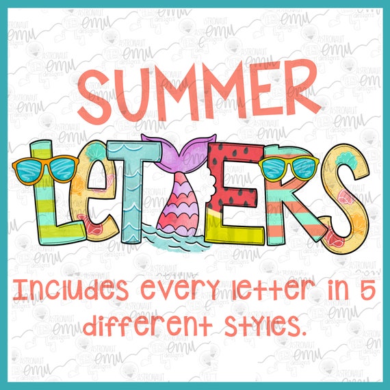 Summer Letters PNG Files 5 Styles Plus Extras - Etsy