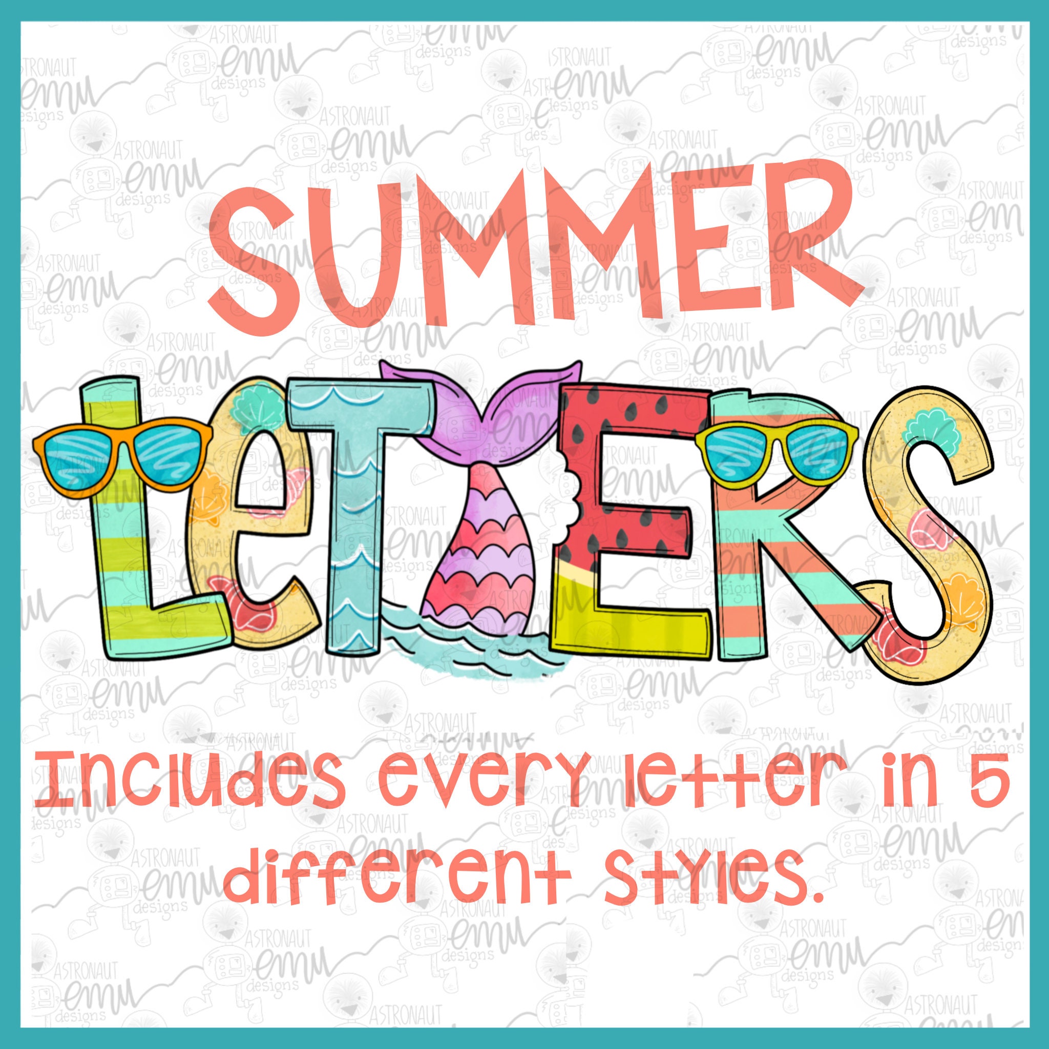 Summer Letters PNG Files 5 Styles Plus Extras - Etsy