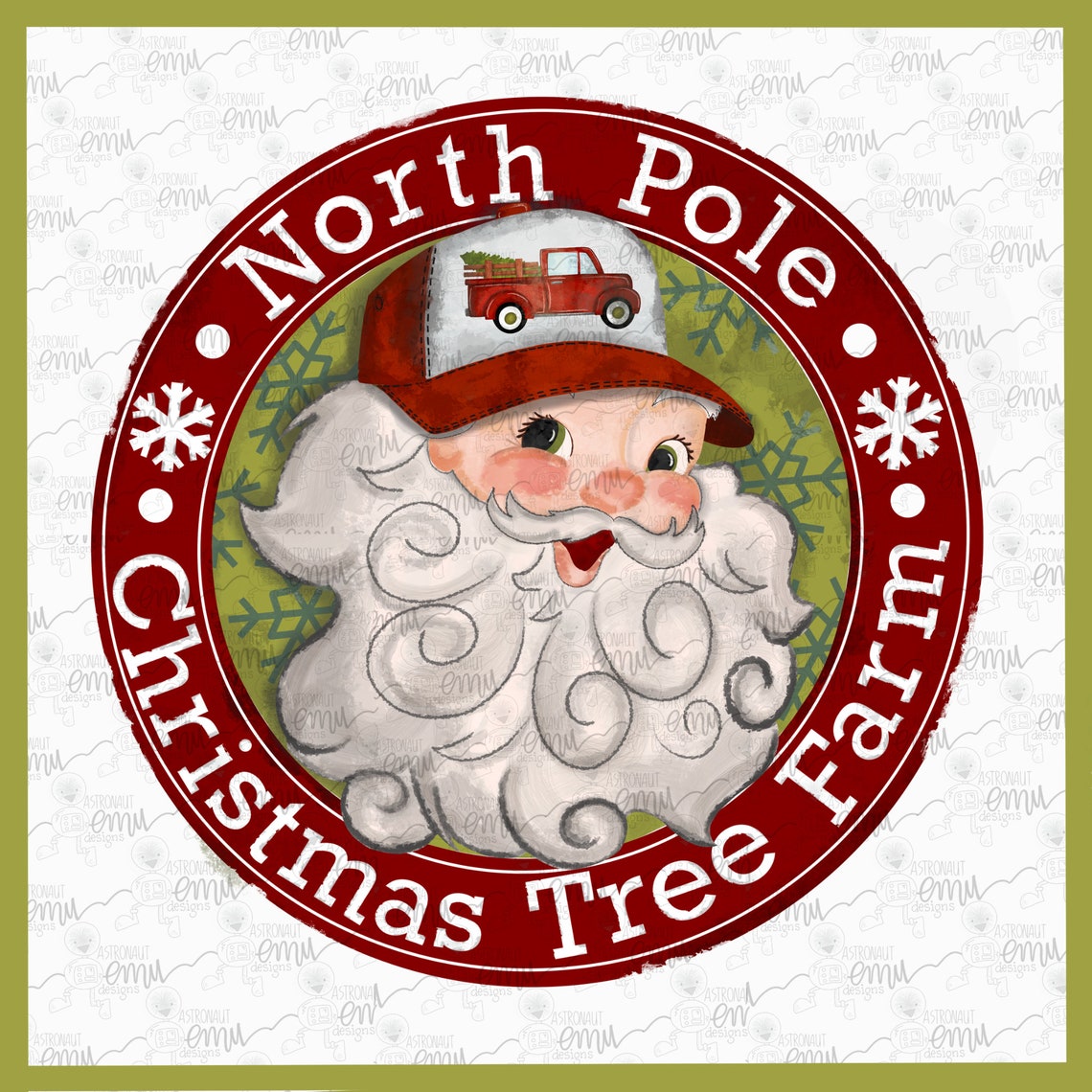 Vintage Santa PNG file North Pole Christmas Tree Farm | Etsy