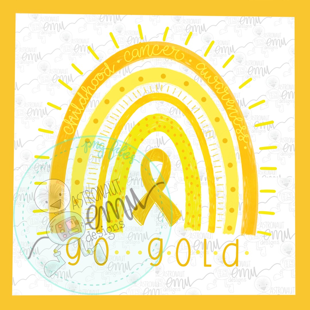 Go Gold Rainbow PNG, Childhood Cancer Awareness PNG, - Etsy