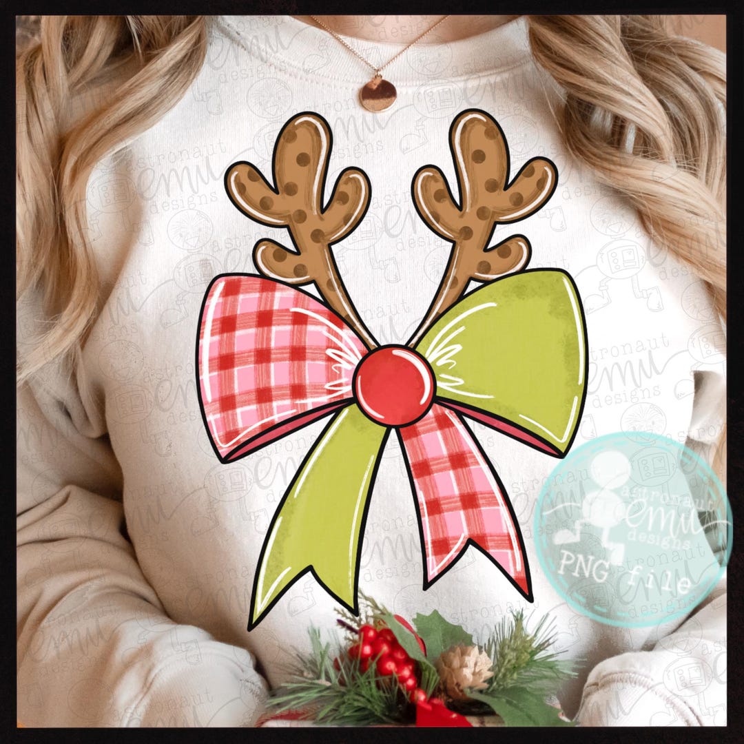 Reindeer Ribbon PNG File, Girl’s Christmas Sublimation File - Etsy