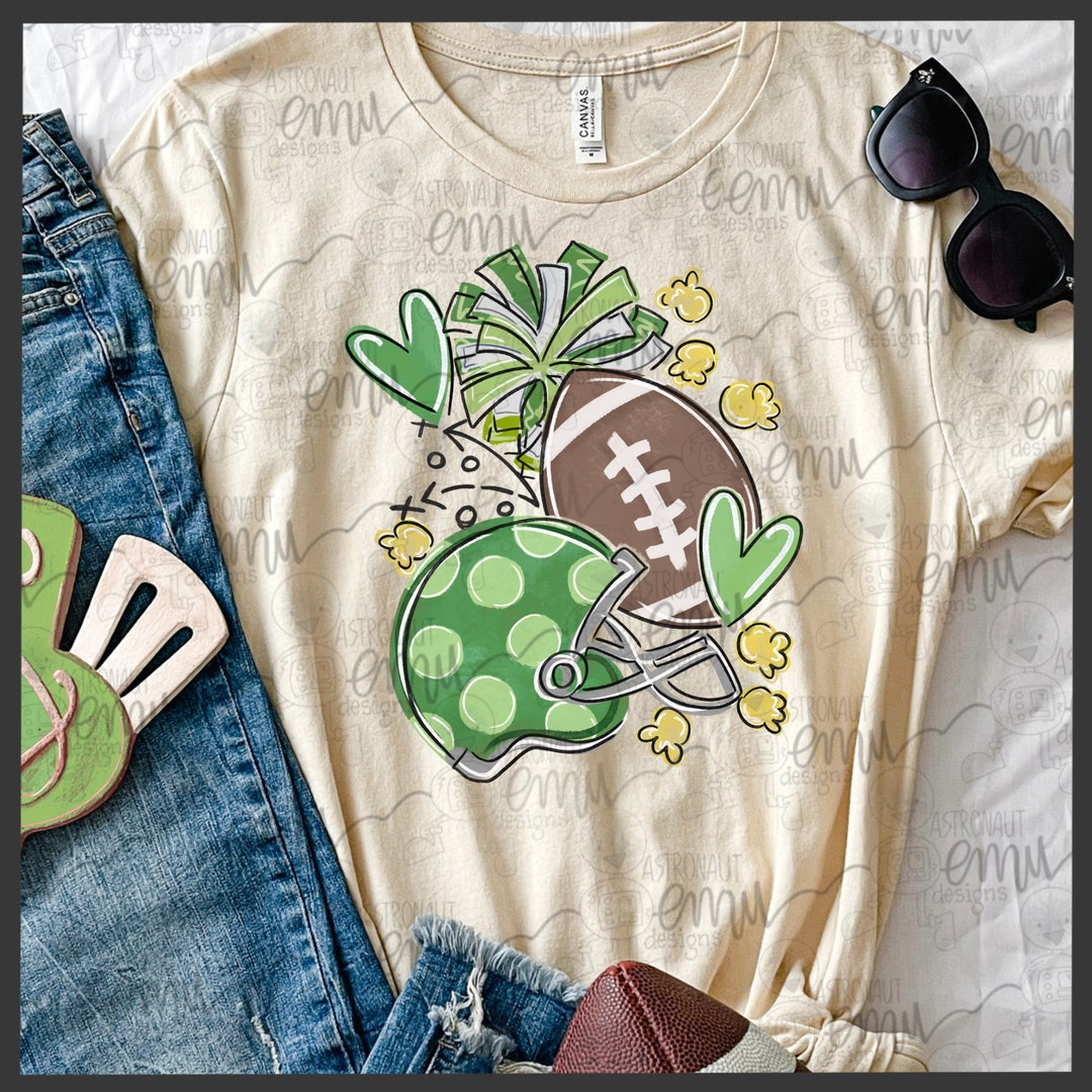 Girly Football PNG File, Green Team Colors Sublimation File - Etsy