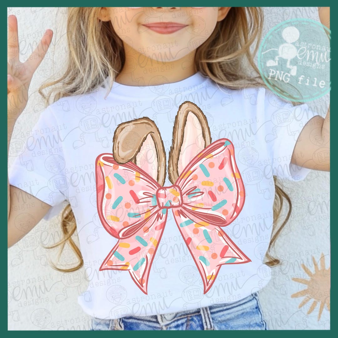 Girl’s Easter PNG Dile, Bunny Ears Bow Sublimation File - Etsy