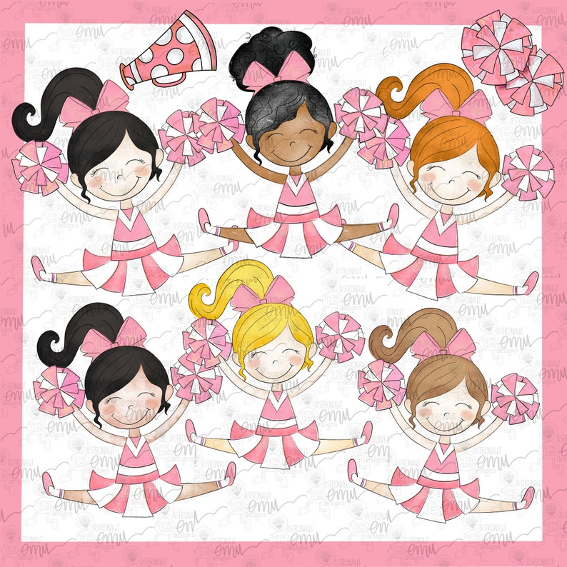 8 Files Pink Cheerleader PNG Files | Etsy