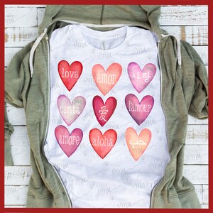 Hearts PNG Files, Love I’m Different Languages Sublimation File - Etsy