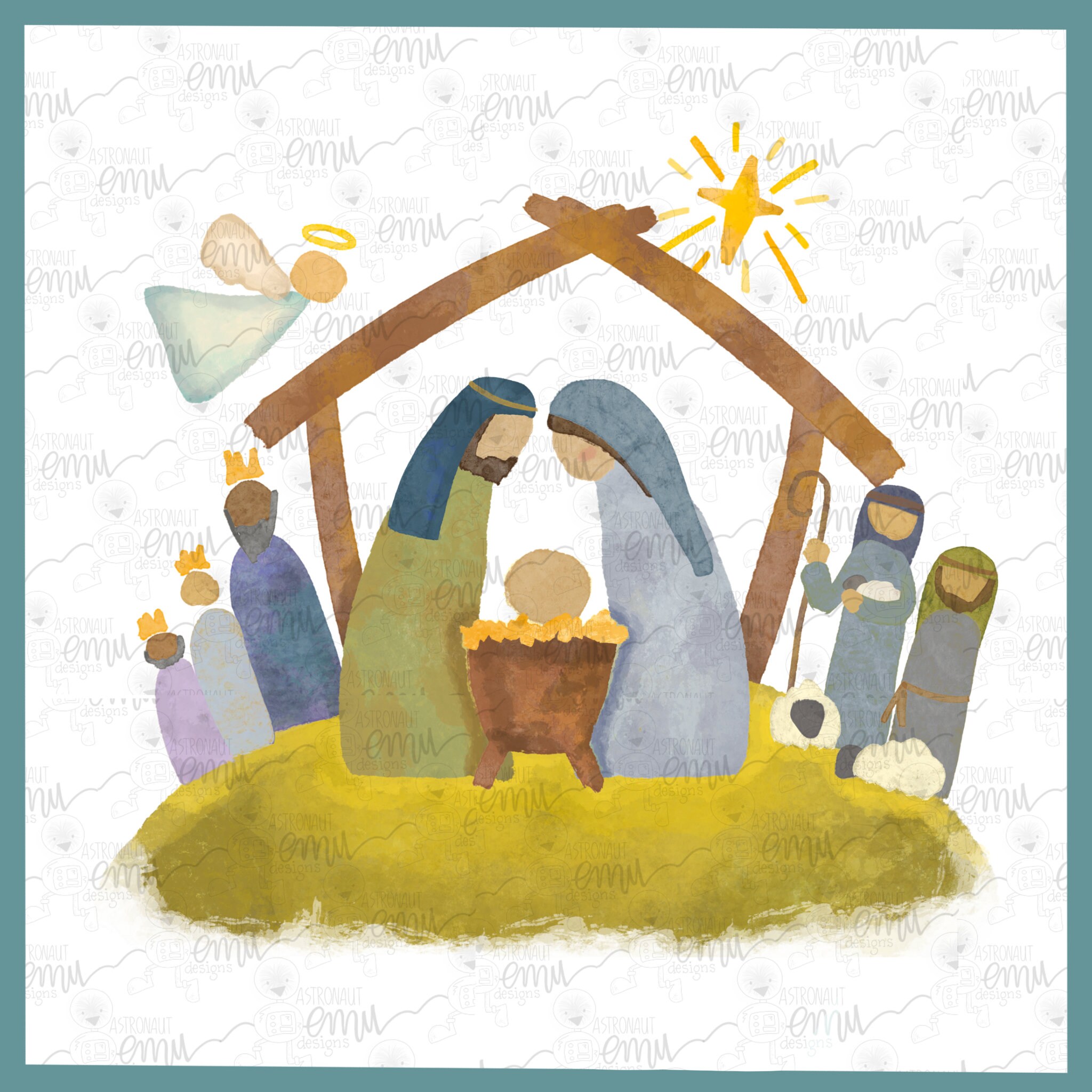Watercolor Nativity PNG File Christmas Sublimation File - Etsy