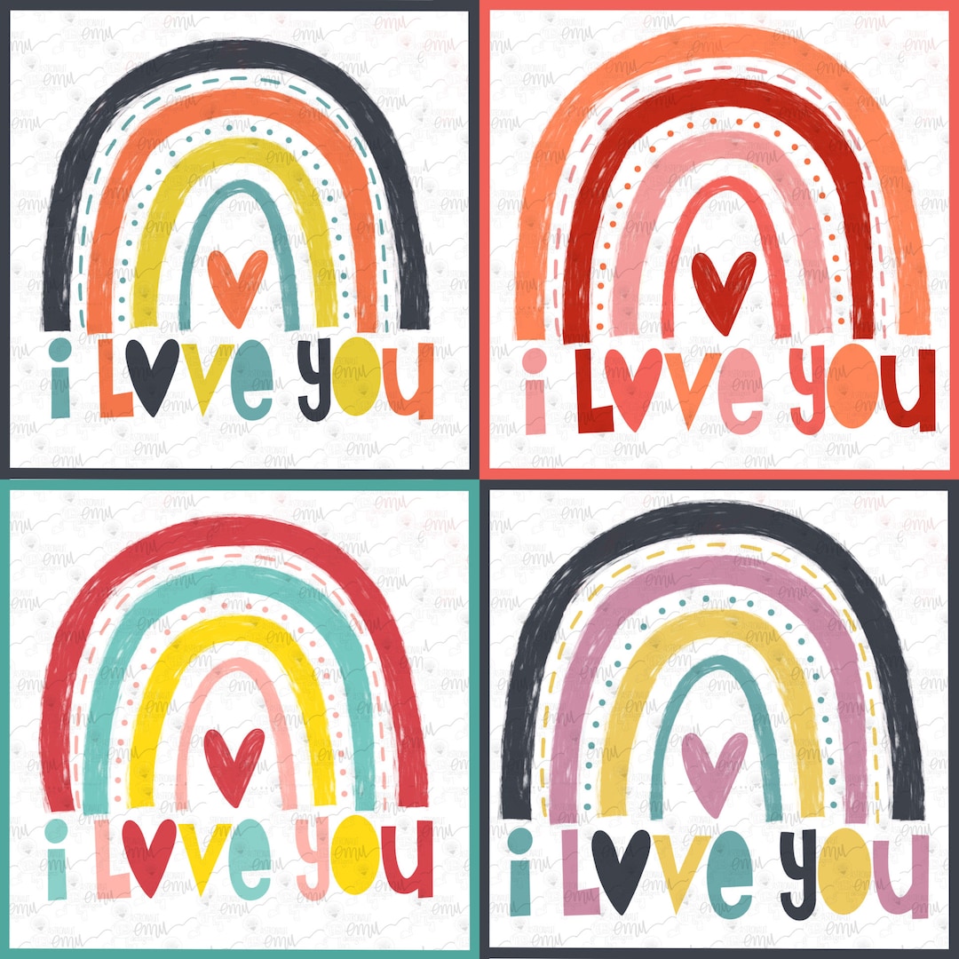 4 Files, I Love You Rainbow PNG File, Valentines PNG File - Etsy
