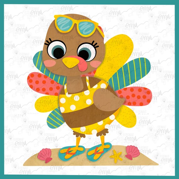 Turkey On Beach Cartoon