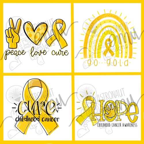Childhood Cancer Awareness PNG Bundle Go Gold | Etsy