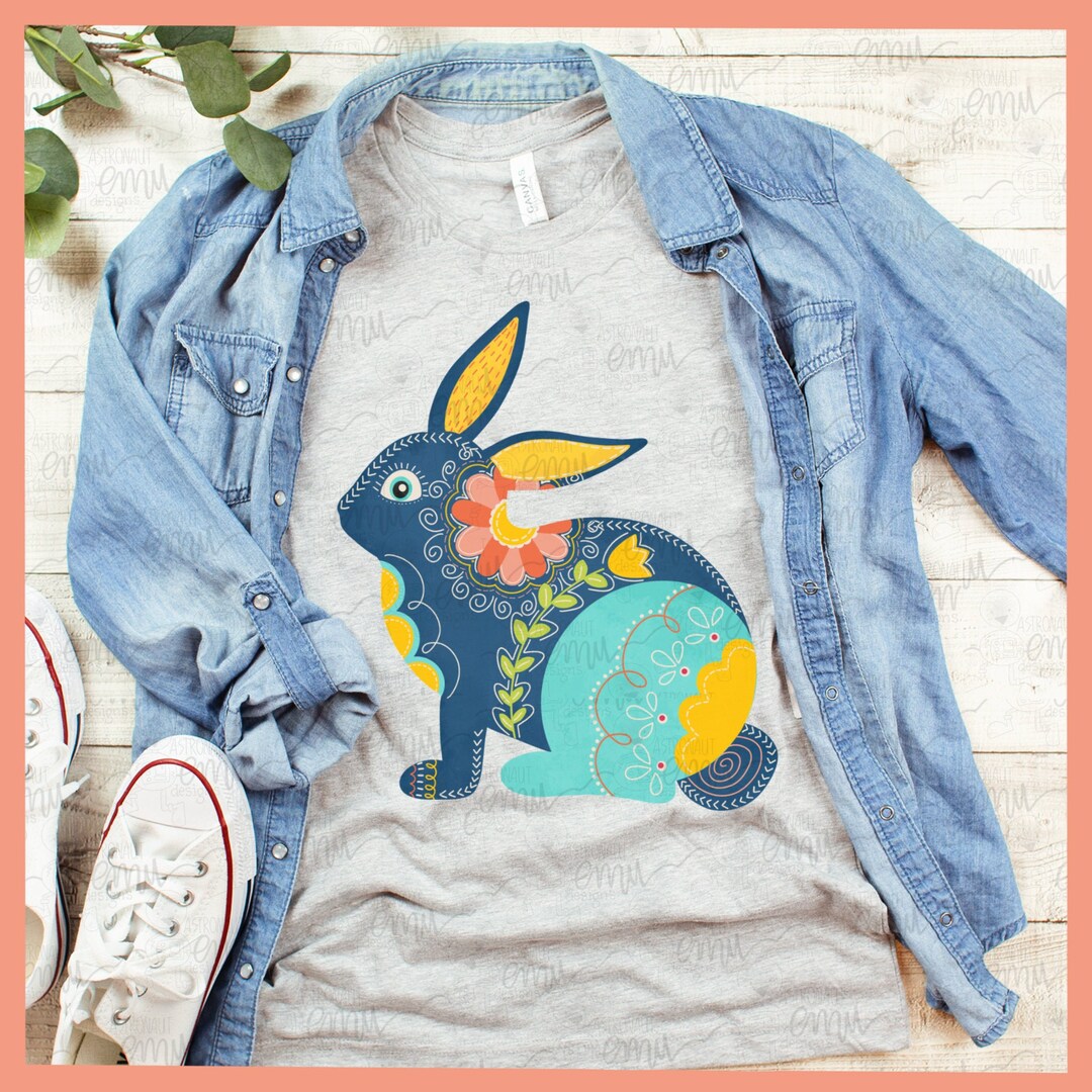 Folk Art Rabbit PNG File, Easter Sublimation File - Etsy