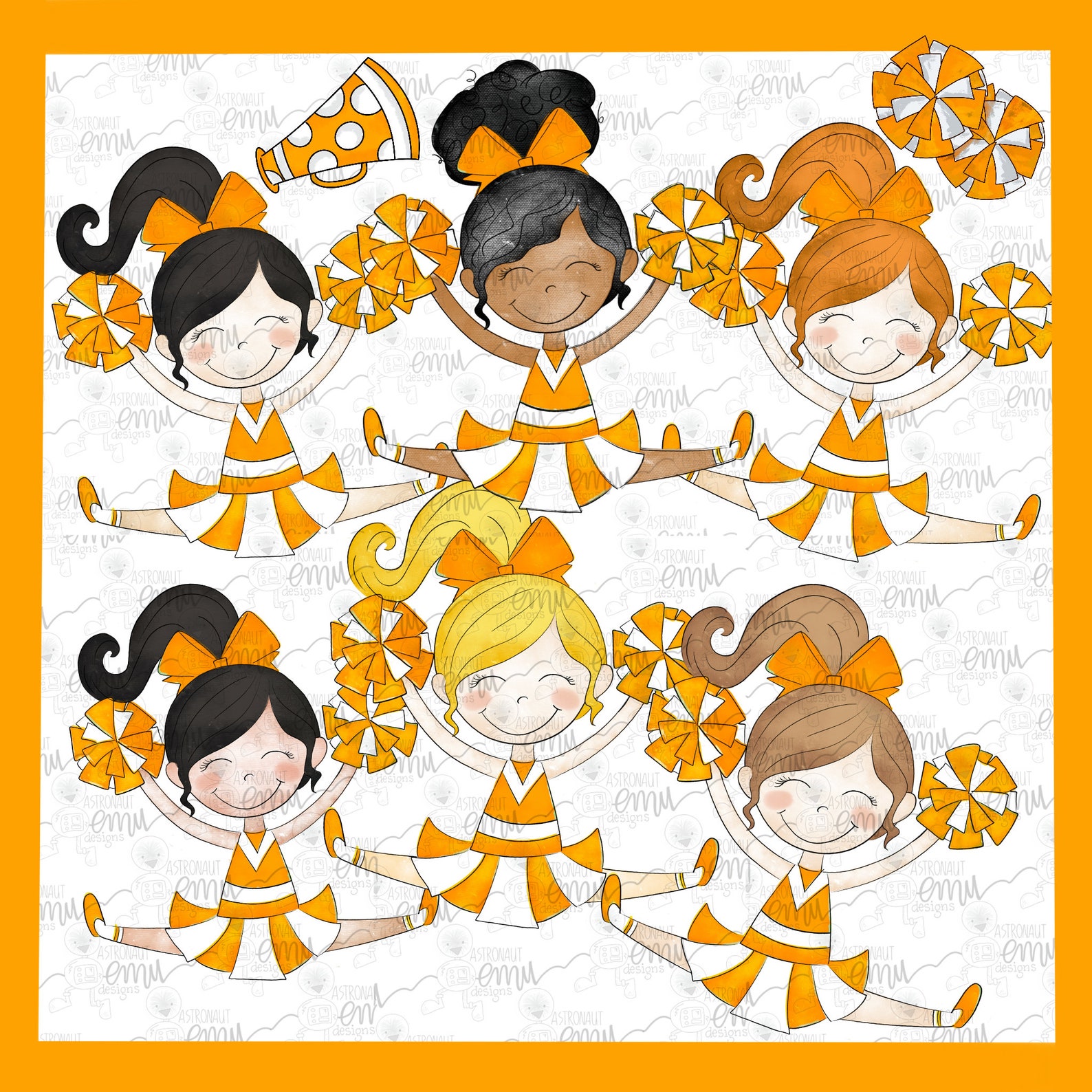 8 Files, Orange Cheerleader PNG Files - Etsy
