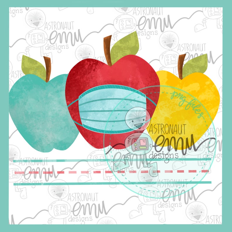 2 Files Teacher PNG Files Face Mask Apple PNG - Etsy