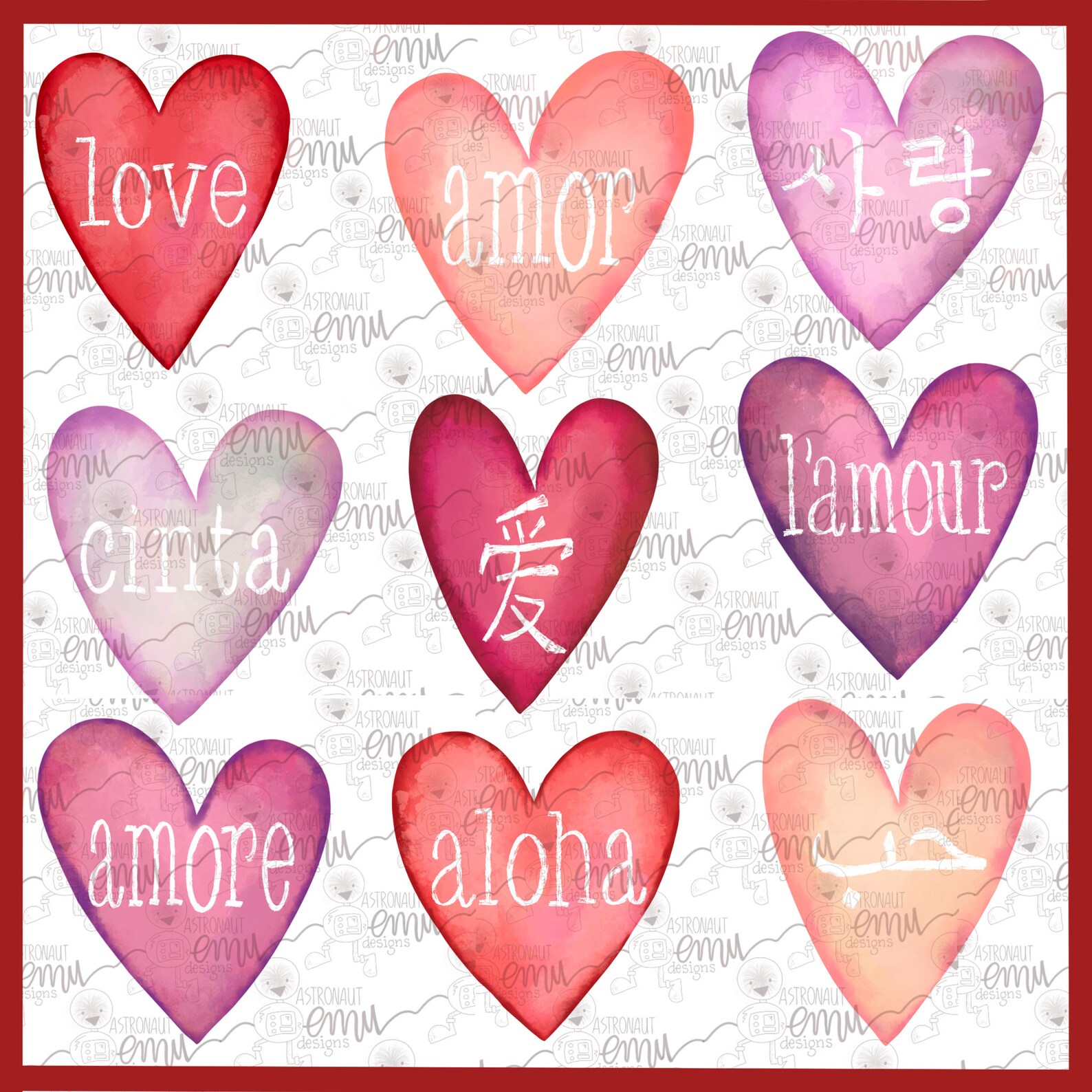 Hearts PNG Files, Love I’m Different Languages Sublimation File - Etsy