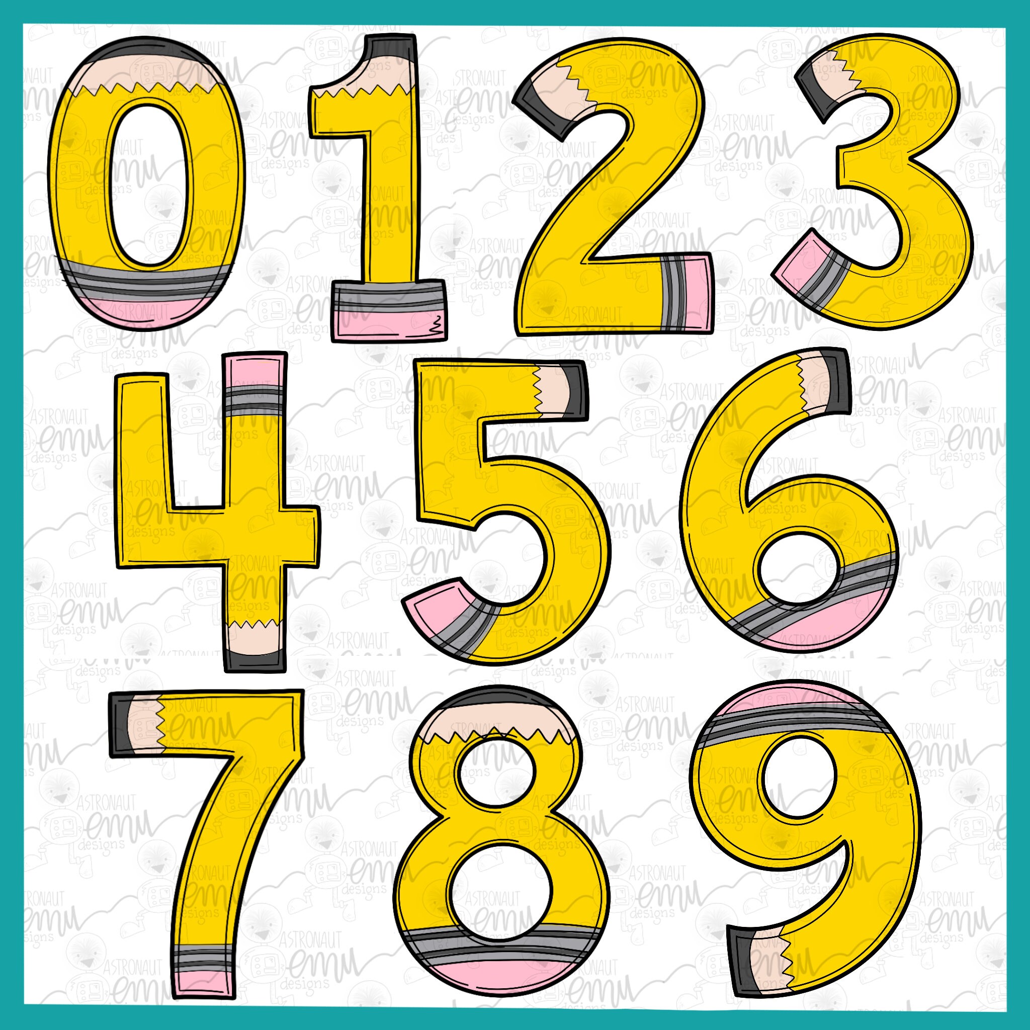 School Numbers PNG File Pencil and Papers Number PNG Files - Etsy