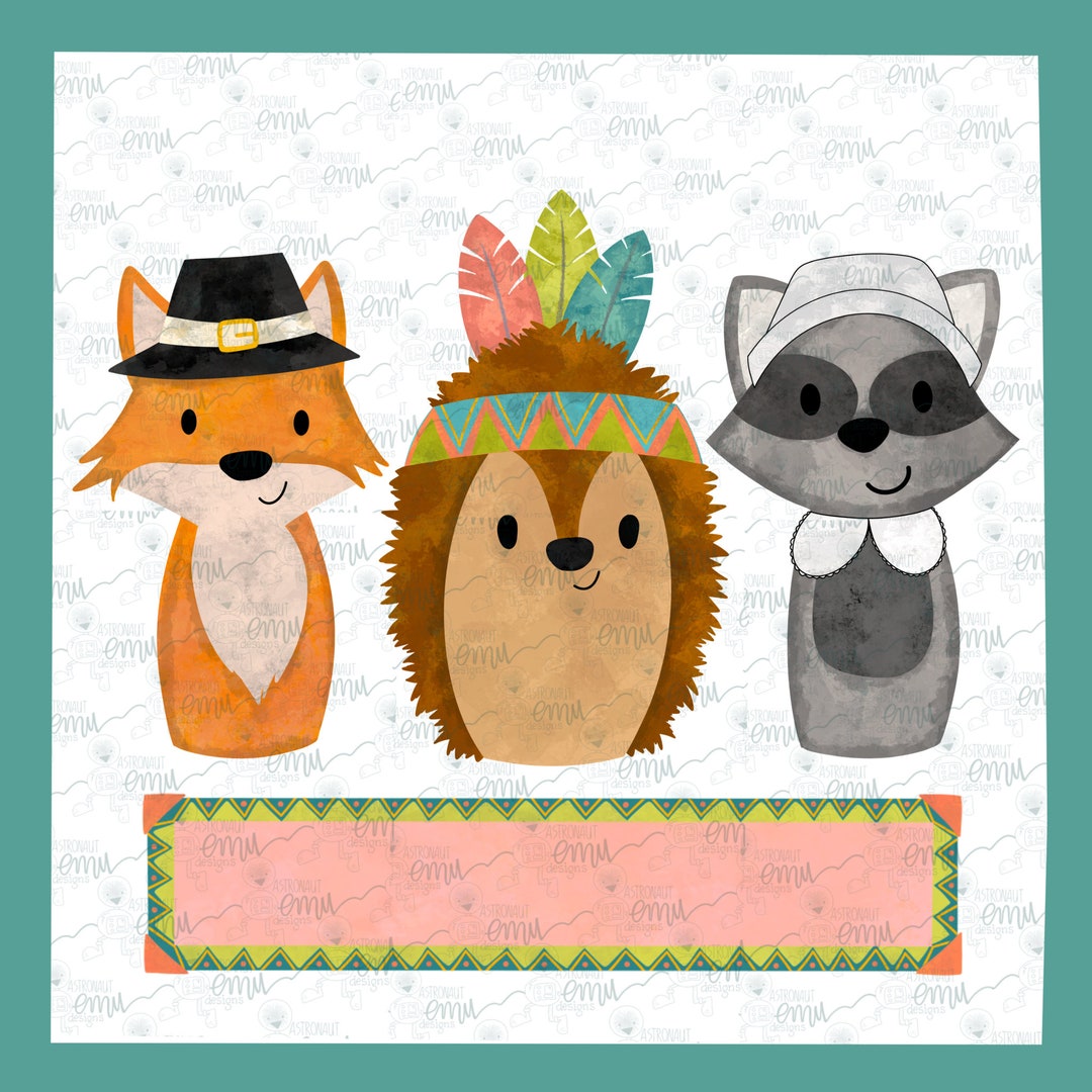 Girls Woodland Thanksgiving Animals PNG File, Woodland Animals ...