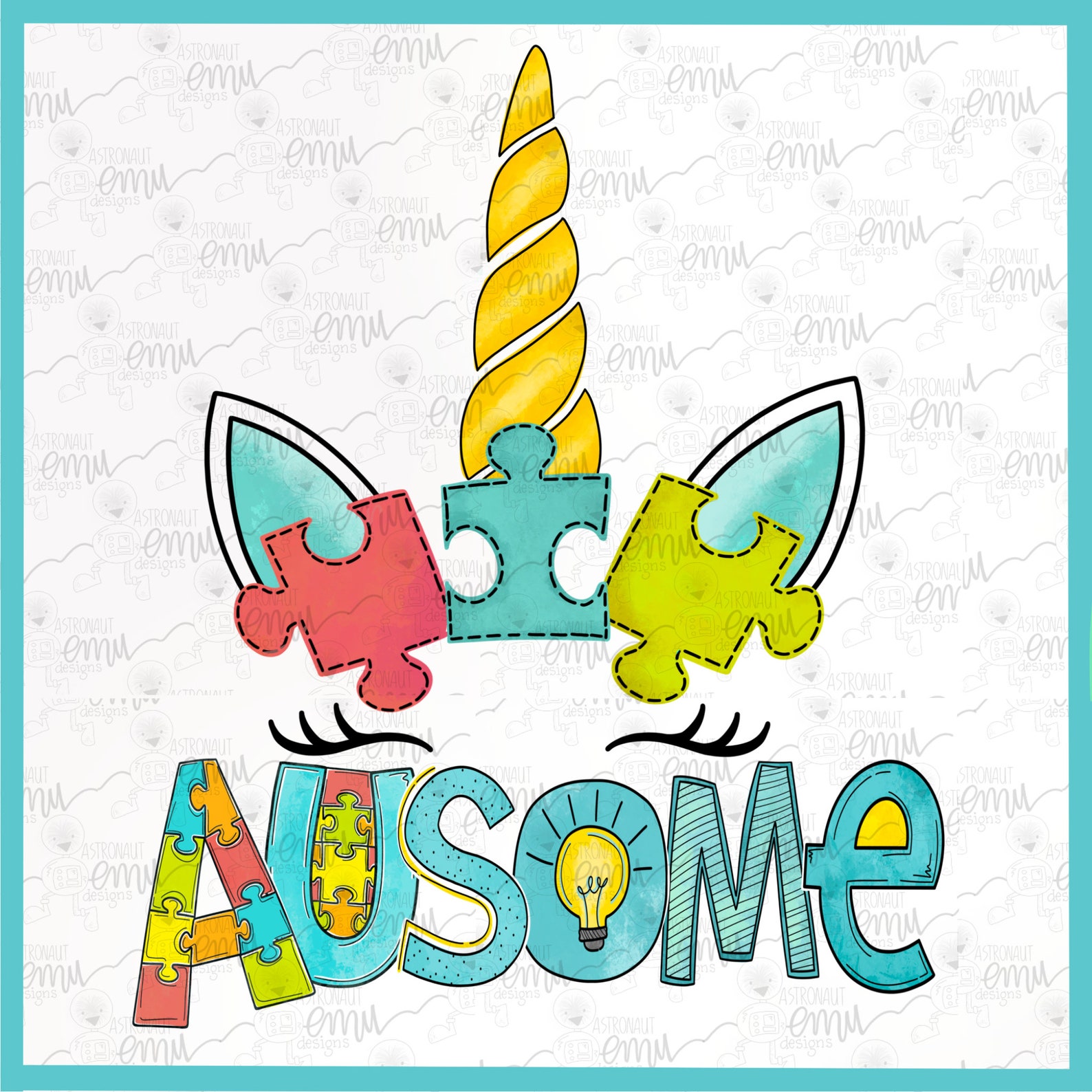 Autism Awareness Unicorn PNG - Etsy