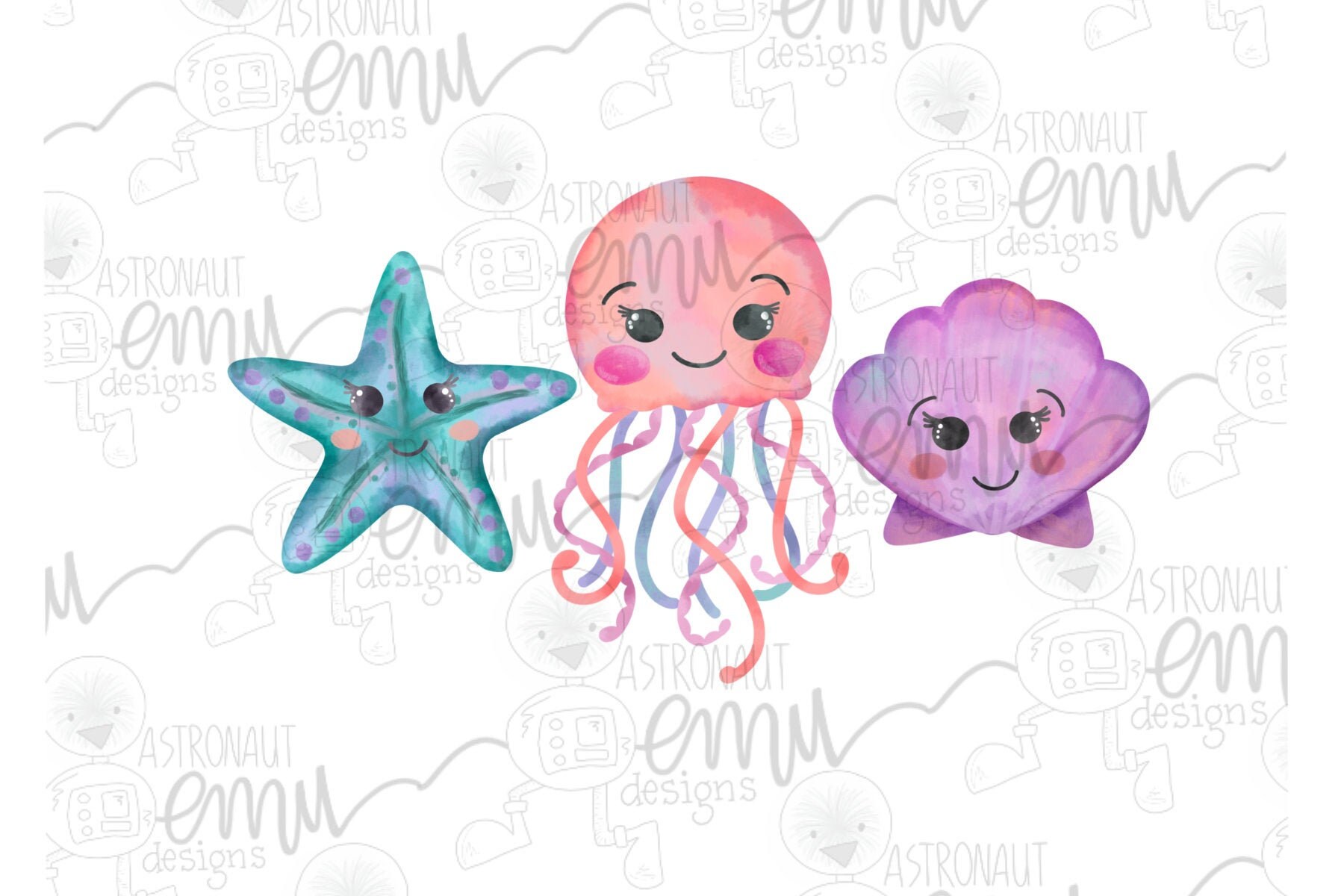 4 Files Sea Animal Friends PNG Ocean Creatures Sublimation | Etsy