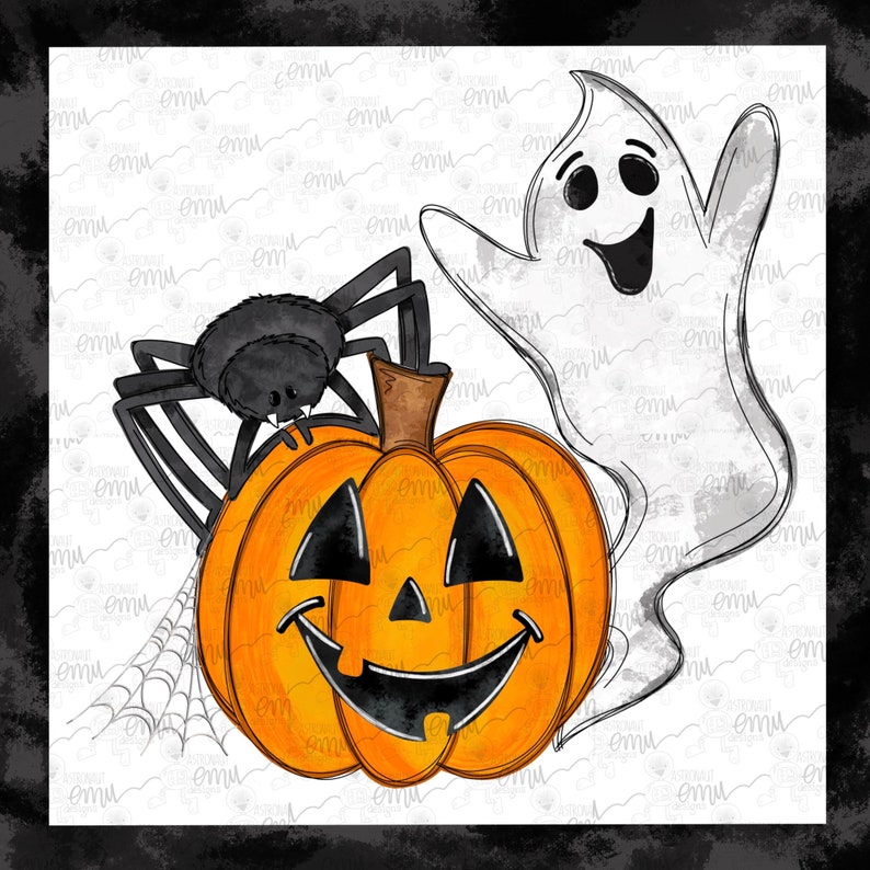 Halloween PNG File Pumpkin Ghost Spider Sublimation File | Etsy