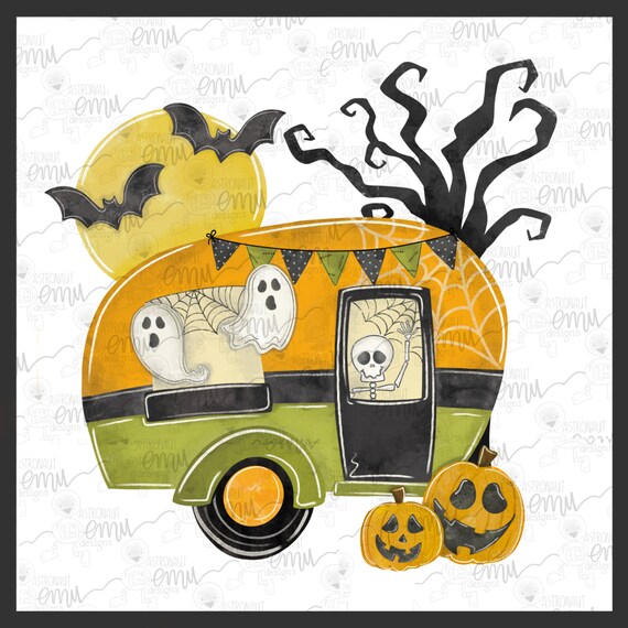 Halloween Camper PNG File Orange Version - Etsy