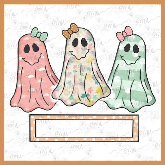 Girly Ghost Trio with Bows PNG File Girls Halloween - Etsy