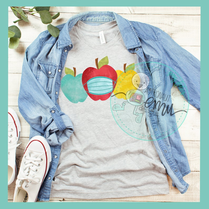 2 Files Teacher PNG Files Face Mask Apple PNG - Etsy