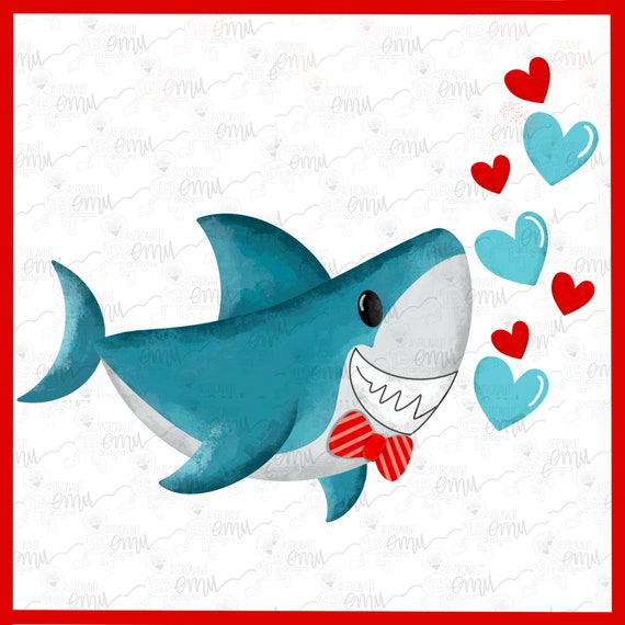 Shark Valentines PNG File Boys Valentines Sublimation File | Etsy