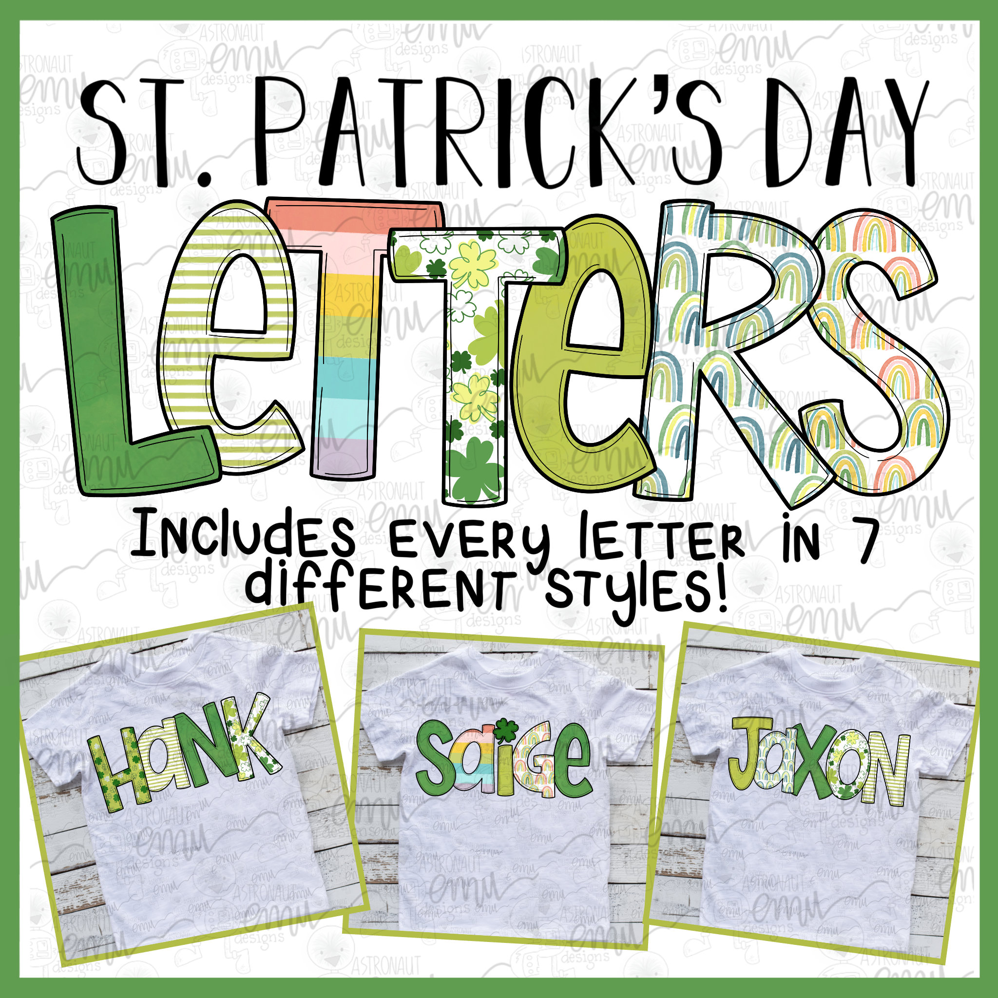 St. Patricks Day Letters PNG Files Sublimation Letters - Etsy