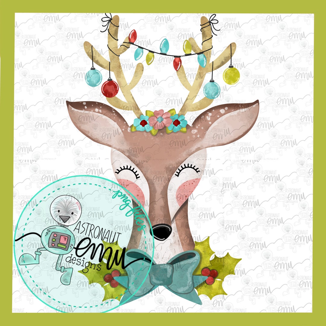 Reindeer PNG, Girly Reindeer Sublimation File - Etsy