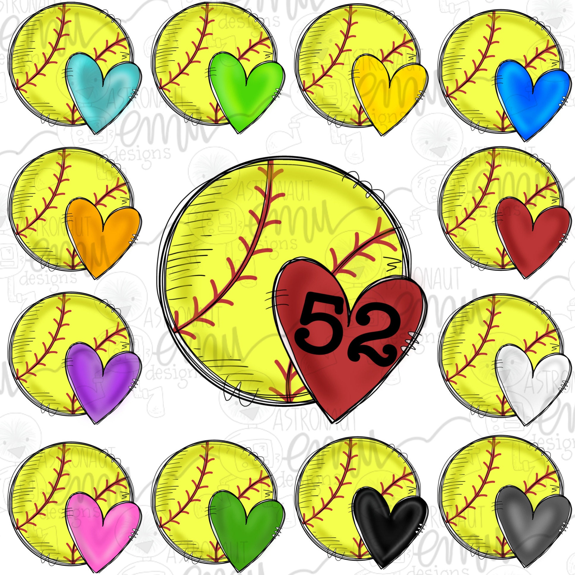 Softball PNG 12 Files Softball Hearts Digital Download - Etsy Ireland