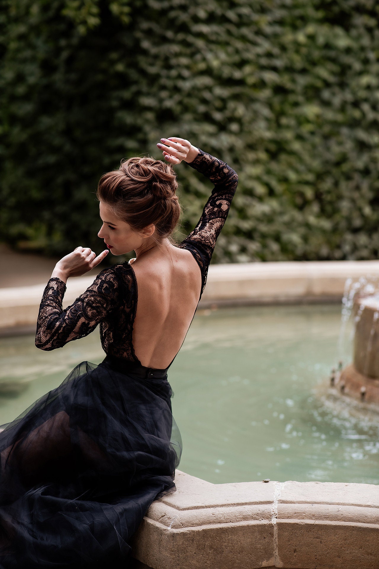 Boho Chic Black Evening Dress Glamorous Open Back Illusion - Etsy