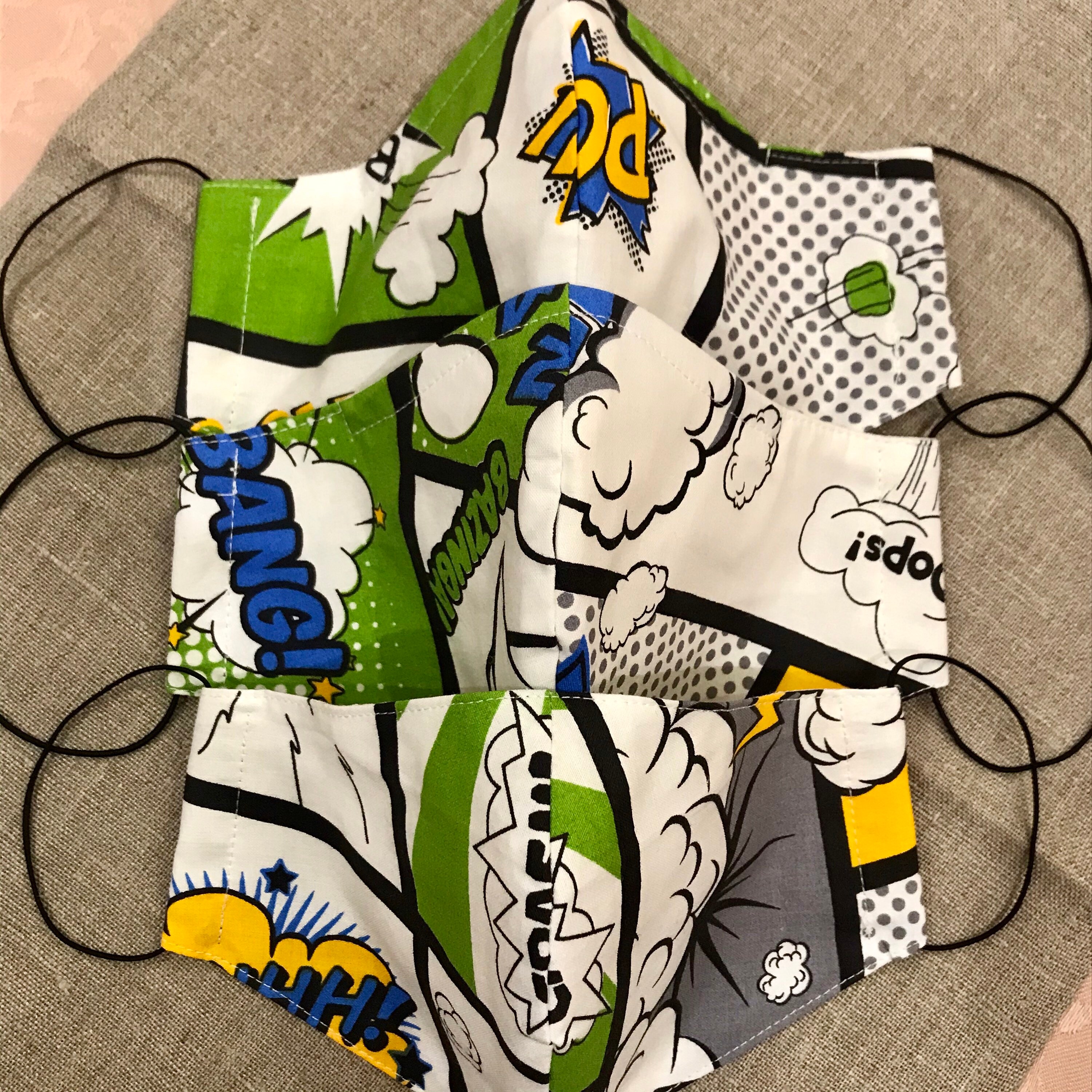 Pack of 3 Face Masks Comic Art Cartoon Style Face Masks Set of - Etsy