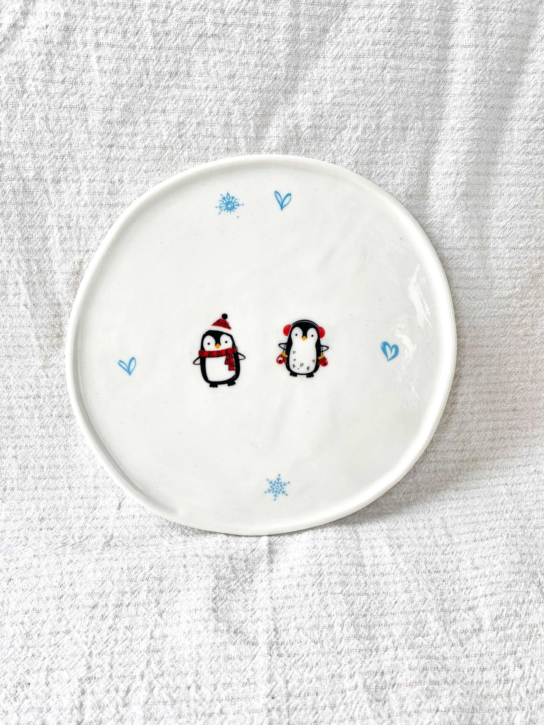 Handmade Christmas Penguin Plate: Ceramic Holiday Dinnerware - Etsy