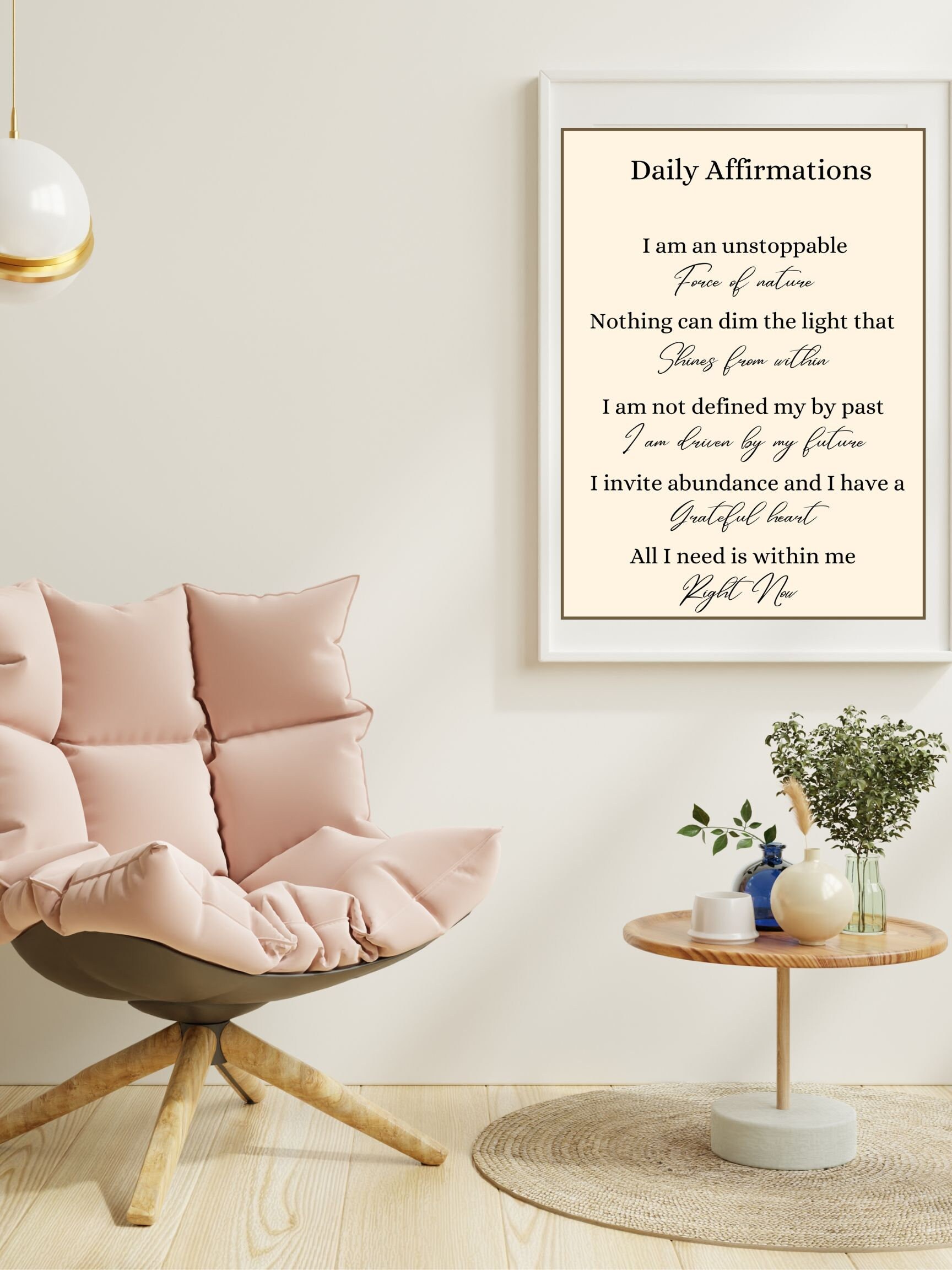 Affirmations Wall Art, Printable Daily Affirmations Wall Decor, Boho ...