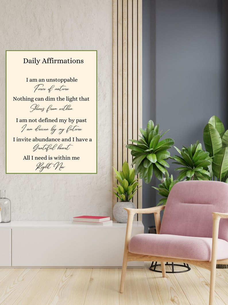 Affirmations Wall Art, Printable Daily Affirmations Wall Decor, Boho ...