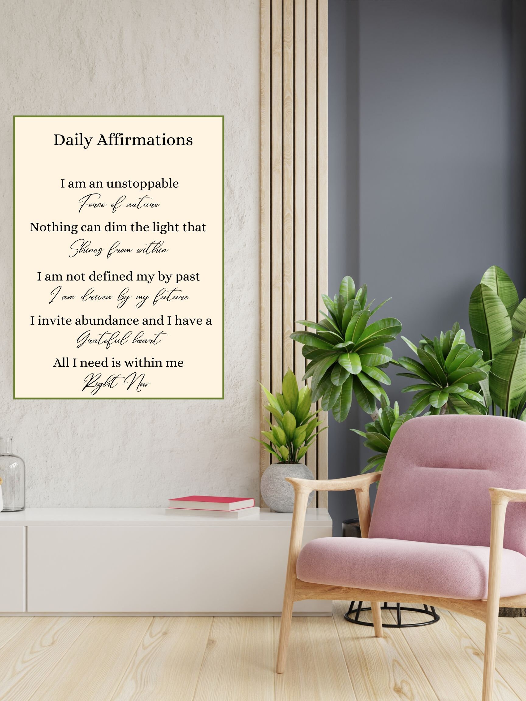 Affirmations Wall Art, Printable Daily Affirmations Wall Decor, Boho ...