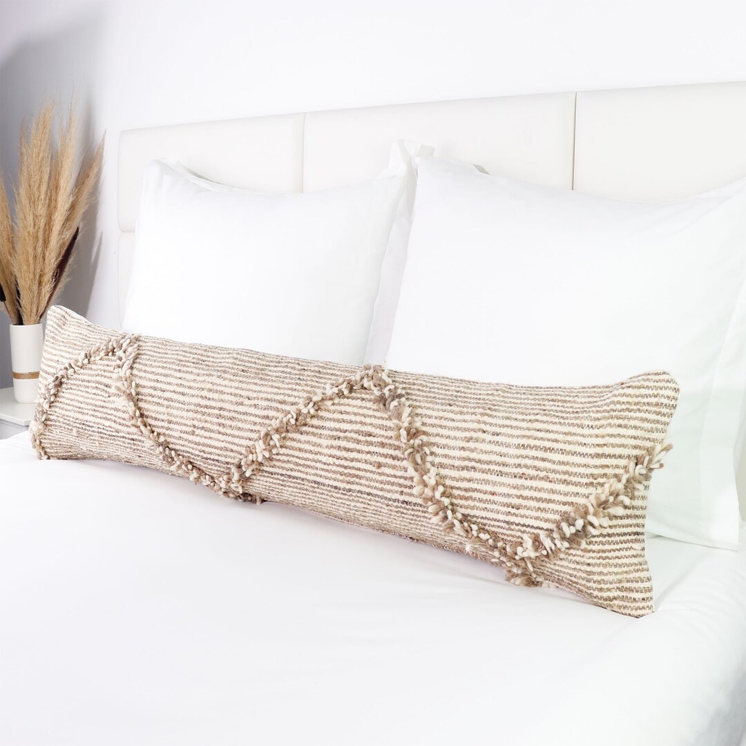 Decorative Lumbar Pillow, Long Lumbar Pillow Cover, 48x12, Brown, Boho ...