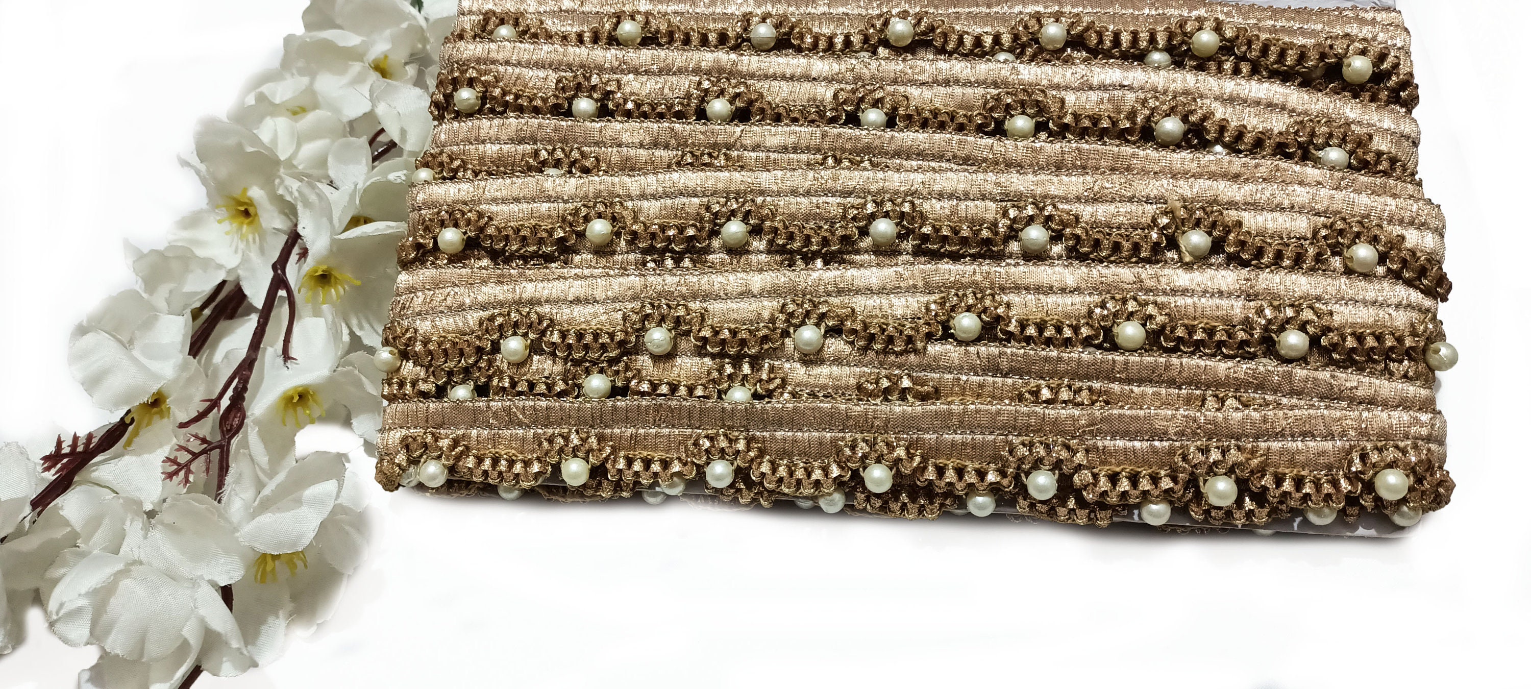 Indian Shiny Gold Lace Fringe Lace Trim With Embellishment Big - Etsy