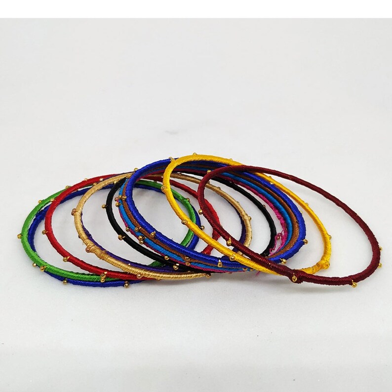 Set of 24 Bangle Handmade Silk Thread Multicolor Bangles for Woman ...